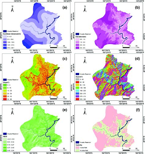 Spatial Distributions Of Euclidean Distance A Elevation B Slope Download Scientific