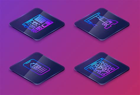 Isometric 라인 전자 컴퓨터 구성 요소 마더 보드 디지털 칩 스마트 홈 조립 라인 및 글로벌 기술 또는 소셜 네트워크를 설정합니다 파란색 정사각형 버튼 벡터 0명에