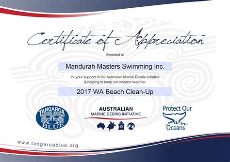 Certificate Of Appreciation For Beach Clean Up