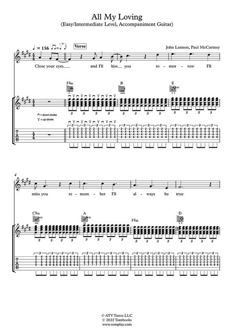 All My Loving Easyintermediate Level Accompaniment Guitar The