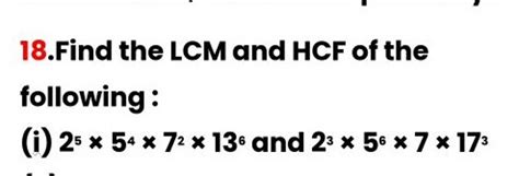 Find The LCM And HCF Of The Following I And