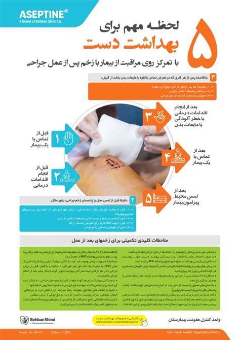 پنج لحظه بهداشت دست در مراقبت از زخم جراحی شرکت دارویی به بان شیمی