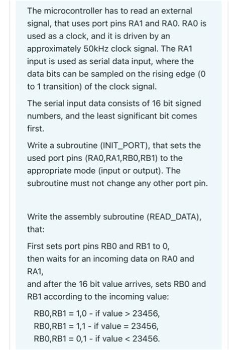 Solved The Microcontroller Has To Read An External Signal Chegg Com