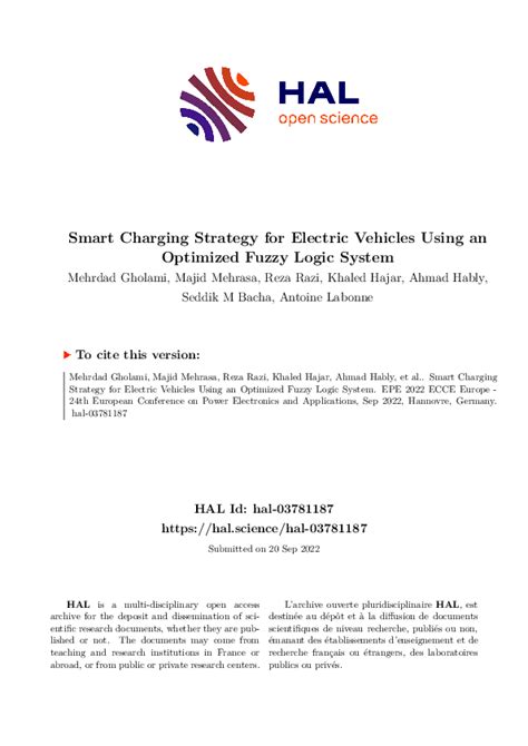 pdf smart charging strategy for electric vehicles using an optimized