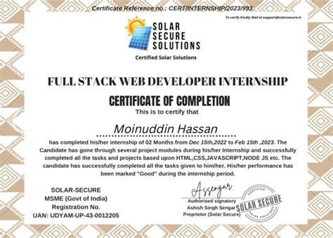 Moinuddin Hassan On Linkedin Internship Fullstackdeveloper