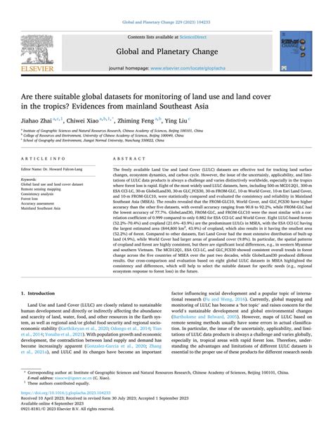 Pdf Are There Suitable Global Datasets For Monitoring Of Land Use And Land Cover In The