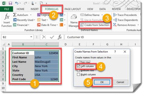 How To Create Multiple Defined Names Based On Labels In Other Cells