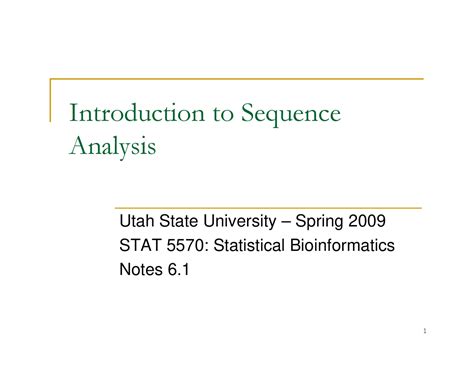 Introduction To Sequence Analysis Lecture Slides Stat 5570 Docsity