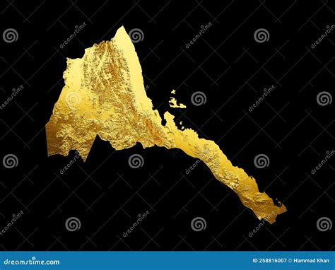 Eritrea Map Golden Metal Color Height Map Background 3d Illustration