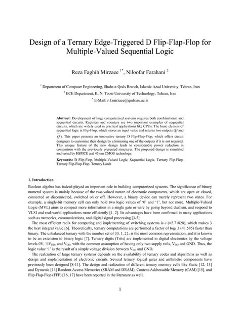 Design Of A Ternary Edge Triggered D Flip Flap Flop For Multiple Valued Sequential Logic DeepAI