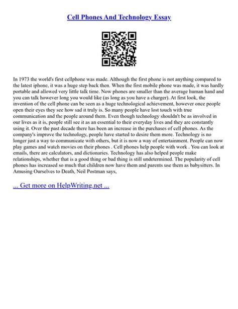 Cell Phones And Technology Essay Pdf