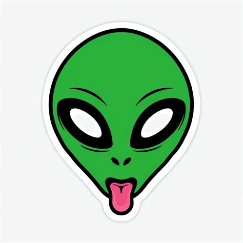 Bold Alien On Board Sticker With Stylized Alien Face Design Playground