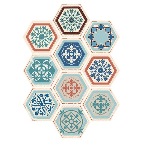 Plastic Mosaic Tile Wallpaper Hexagonal Peel And Stick Backsplash Wall