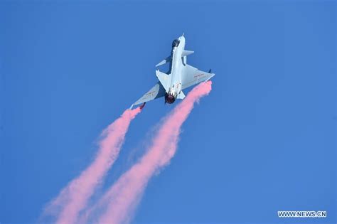J 10b Fighter Demonstrates Thrust Vectoring Supermaneuverability At Airshow China