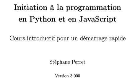 Initiation à La Programmation En Python Et En Javascript Bdrp