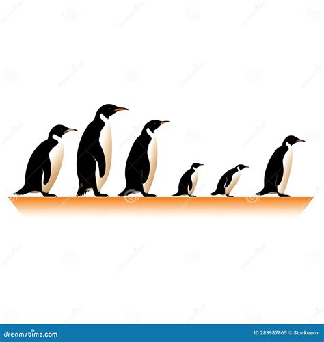 Penguin Evolution Logo Silhouettes Vector Illustration Stock