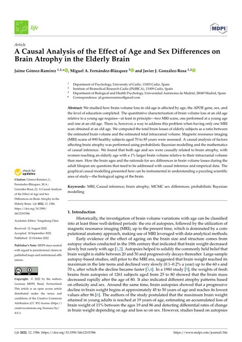 PDF A Causal Analysis Of The Effect Of Age And Sex Differences On Brain Atrophy In The Elderly