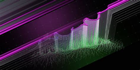 Abstract Background Wireframe Graph From Spheres And Lines Color