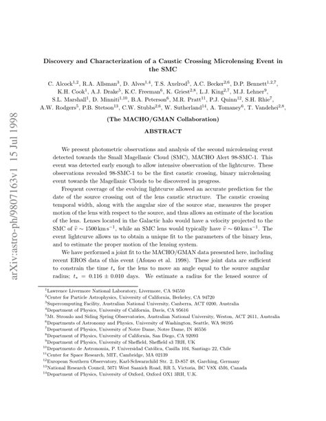 Pdf Discovery And Characterization Of A Caustic Crossing Microlensing