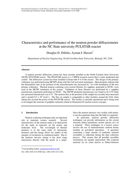 Pdf Characteristics And Performance Of The Neutron Powder