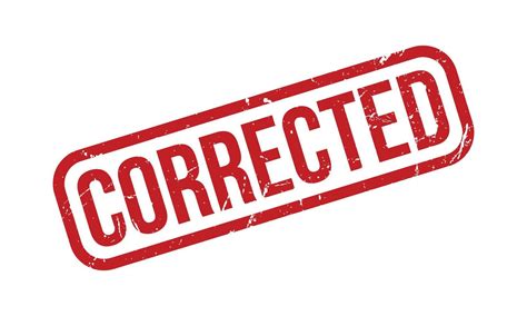 Corrected Rubber Stamp Red Corrected Rubber Grunge Stamp Seal Vector