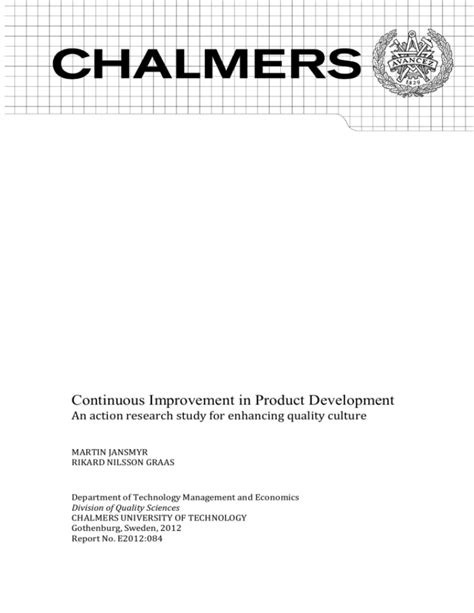 Continuous Improvement In Product Development