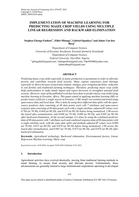 pdf implementation of machine learning for predicting maize crop