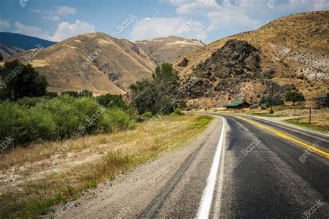 Idaho Summer Road Travel Landscape Along The Salmon River Scenic Byway