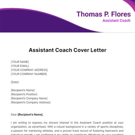 Free Assistant Coach Cover Letter Template To Edit Online