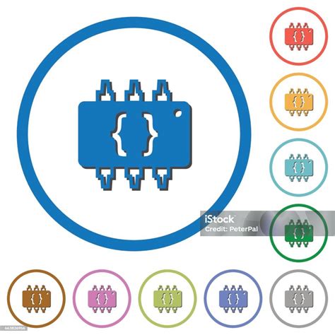 hardware programming icons with shadows and outlines stock illustration