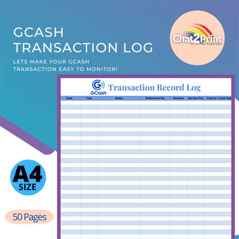 Gcash Transaction Log Pad Gcash Transaction Record Chat2print
