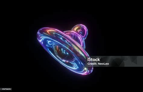 3d 렌더링 빛나는 액체 유리 요소 유연한 형태 모핑 유체 드롭 네온 빛을 반사하는 환상적인 무지개 빛깔의 물체 검은 배경에 고립 된 검정색 배경에 대한 스톡 사진 및 기타