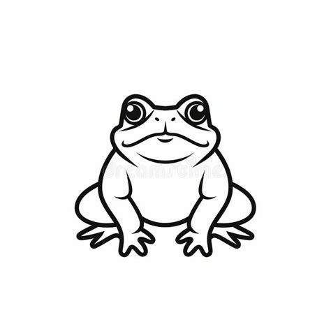 Cute Toad Vector Logo With Isolated Black And White Outline Stock Illustration Illustration Of