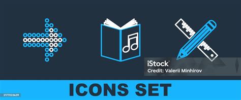 선 설정 십자 자와 연필 점 화살표 및 오디오 북 아이콘 벡터 0명에 대한 스톡 벡터 아트 및 기타 이미지 0명 공부 교육 Istock