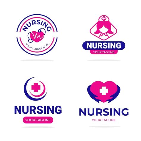 Flat Nurse Logo Collection Free Vector