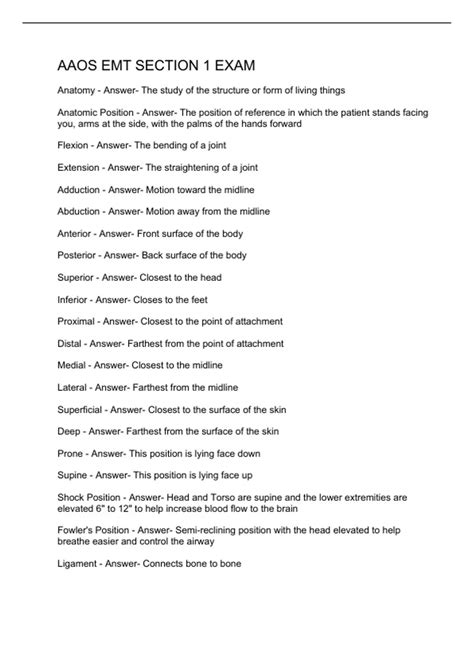 AAOS EMT Section 1 Exam AAOS EMT Stuvia US