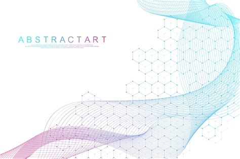 의학 과학 기술 화학에 대한 과학적 분자 배경 Dna 분자가 있는 과학 템플릿 벽지 또는 배너입니다 동적 파동 Dna