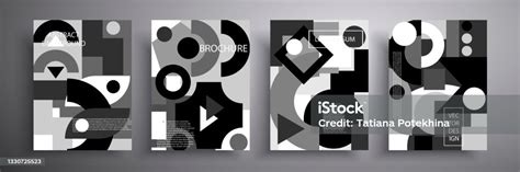 기하학적 커버 세트 벡터 그래픽 흑백 배경 현대 추상 전단지 책 표지 포스터 전단지 잡지 비즈니스 연례 보고서에 대한 추상적인