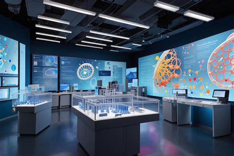 Premium Photo Showcase A Biology Lab With Interactive Digital