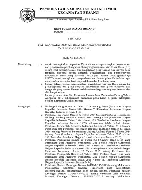 Draft Sk Tpid 2019 Pdf Griya And Taman