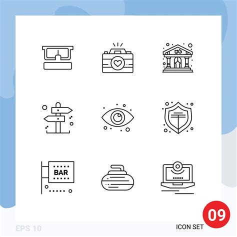 Paquete De 9 9 Moderno Contornos Señales Y Símbolos Para Web Impresión Medios De Comunicación