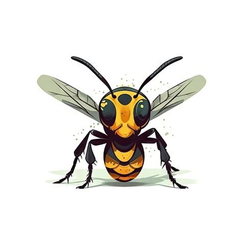 Premium Ai Image Minimalist Digital Drawing Of A Cute Wasp On White
