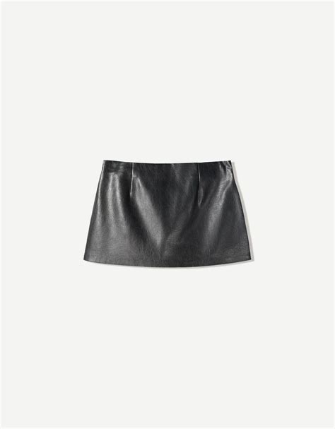 Leather Effect Mini Skirt Bsk Teen Bershka