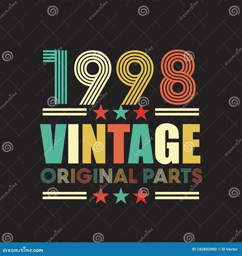 1998 Vintage Retro Original T Shirt Design Vector Stock Vector