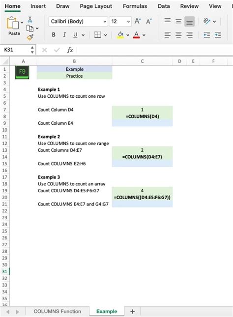How To Use The COLUMNS Function In Excel Mike S F Finance