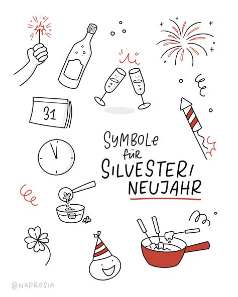 Symbole Für Silvester Und Neujahr Sketchnote Love