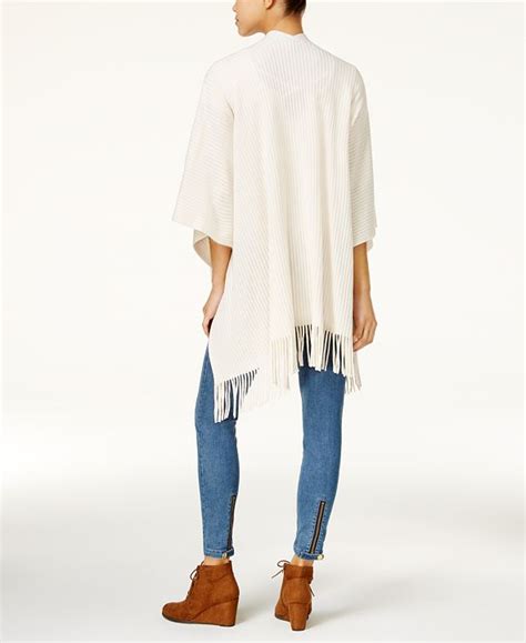 Cejon Rib Knit Fringe Cape And Reviews Handbags And Accessories Macys