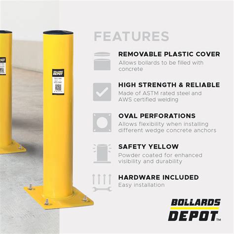 Safety Bollards Heavy Duty Yellow 4 5 Steel Post Industrial Safety