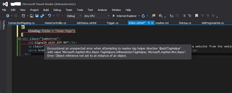 C Encountered An Unexpected Error When Attempting To Resolve Tag