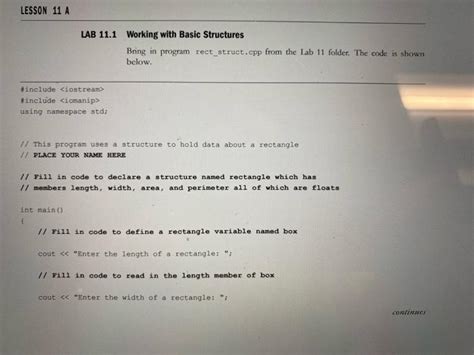 Solved Lesson 11 A Lab 111 Working With Basic Structures
